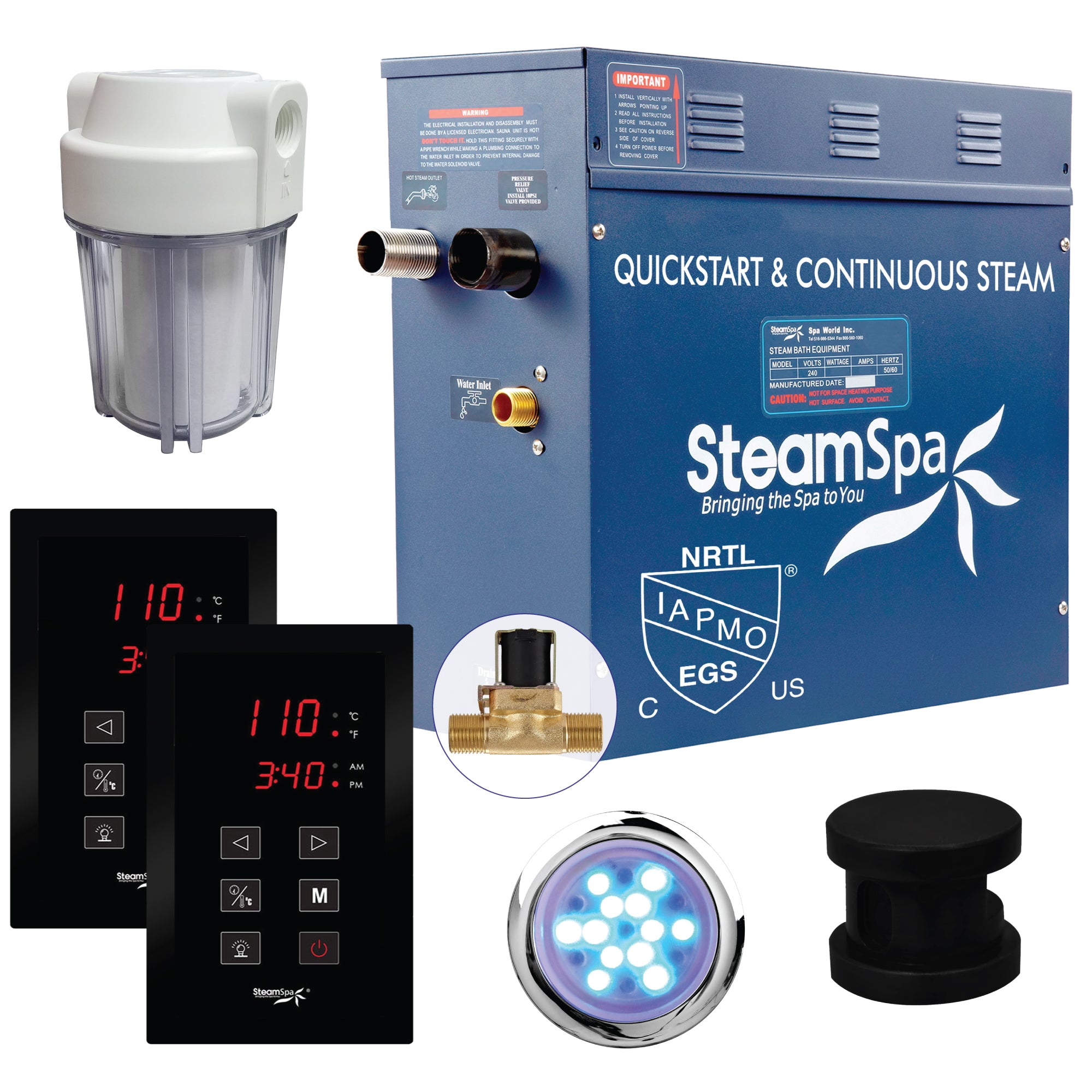 Complete Steam Shower Bundles | Generators, Controls & Accessories